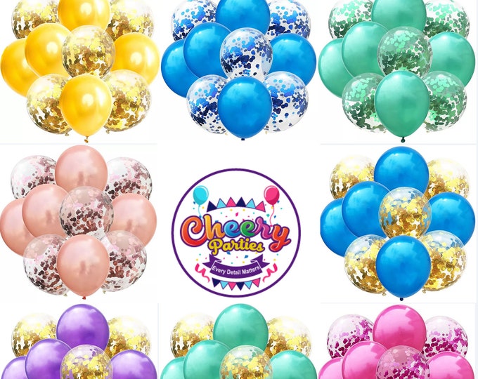 12 Inch Confetti Balloon Set Choose Your Colors 10 Piece - Etsy