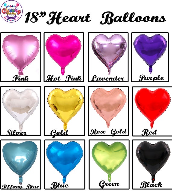 18 Metallic Foil Heart Shape Balloons Choose Your | Etsy