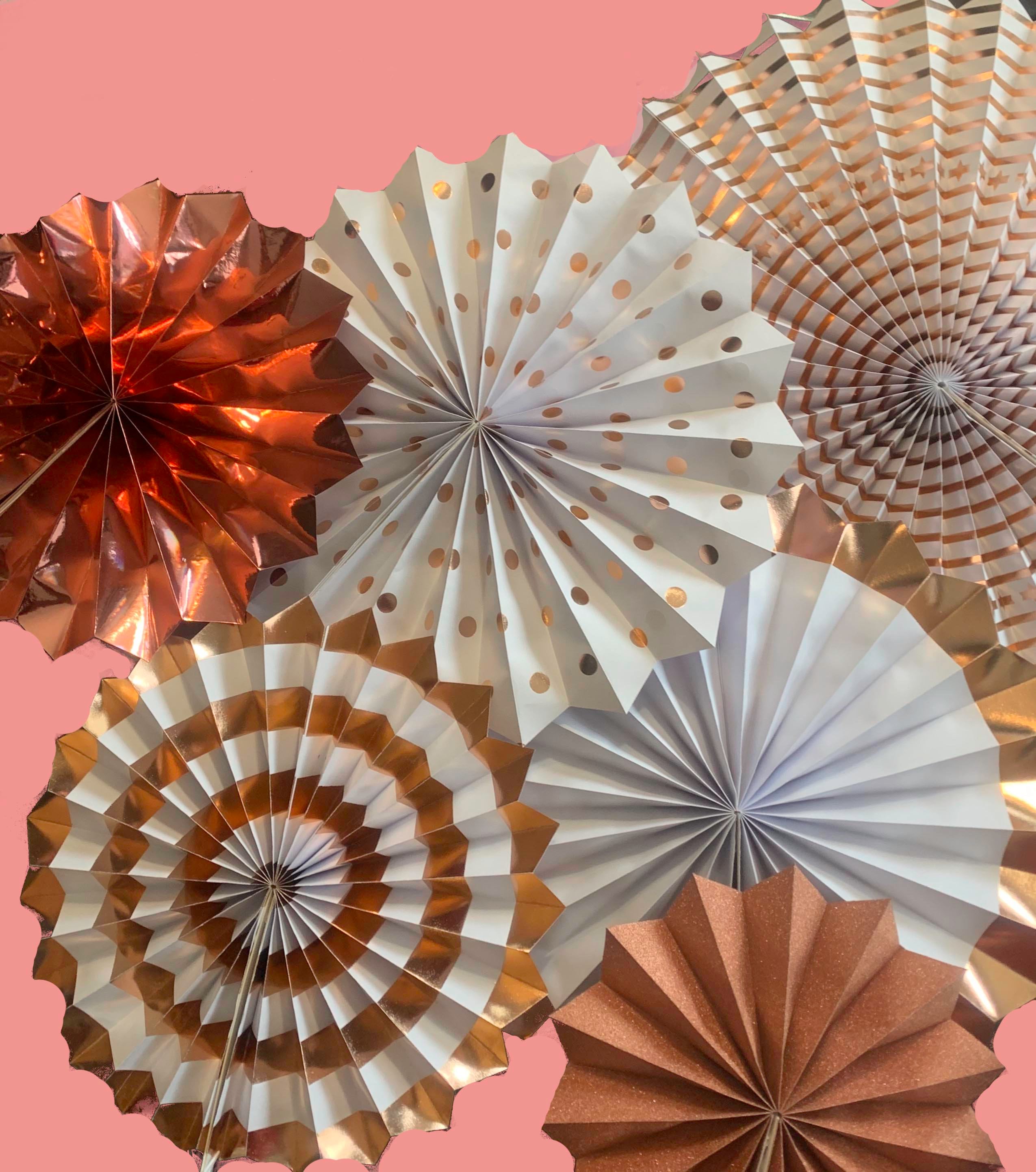 Rose Gold Foil Paper Fans Rose Gold Round Fans Paper | Etsy