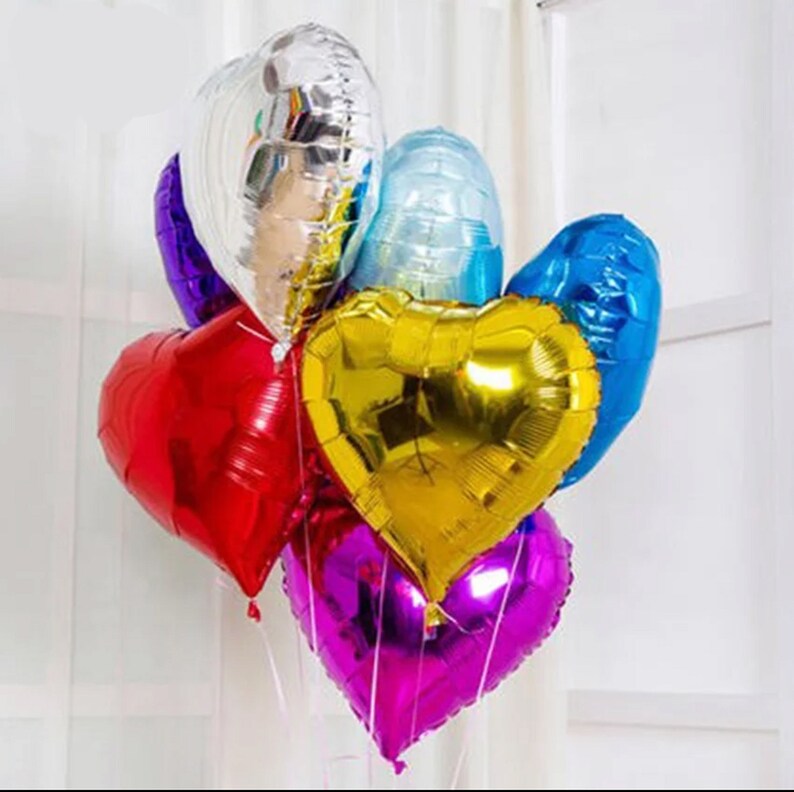 18 Metallic Foil Heart Shape Balloons Choose Your | Etsy