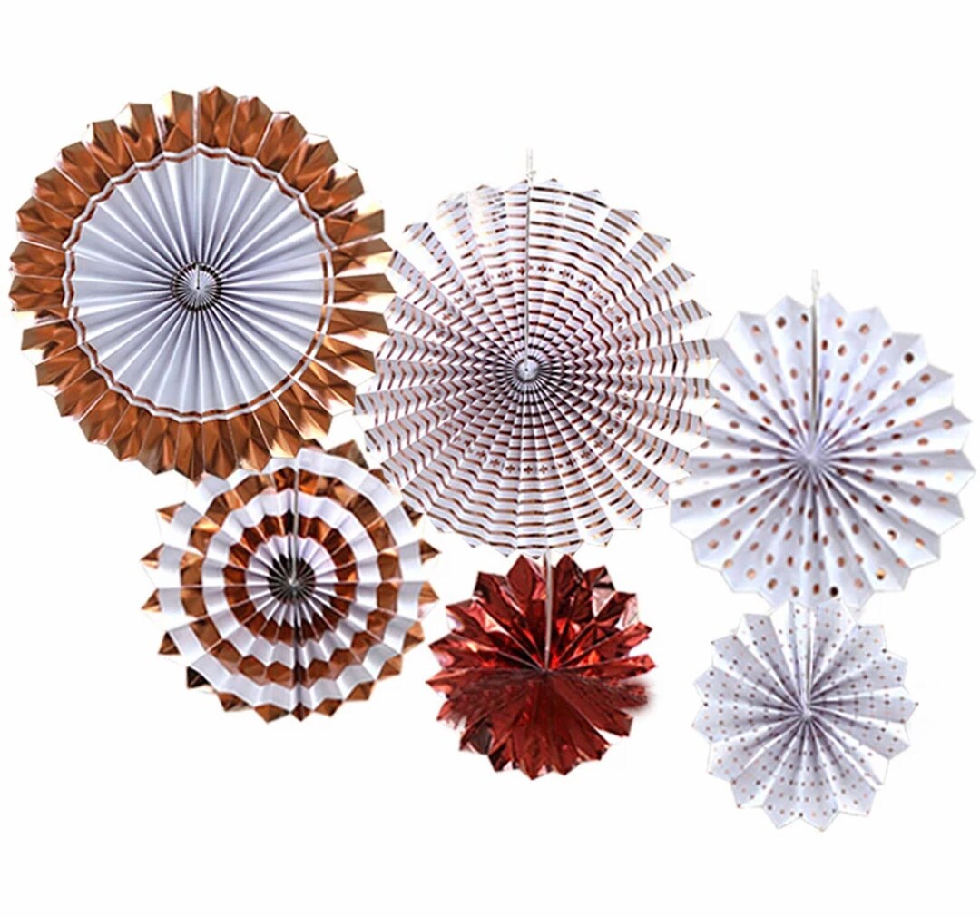 Rose Gold Foil Paper Fans, Rose Gold Round Fans, Paper Rosettes ...
