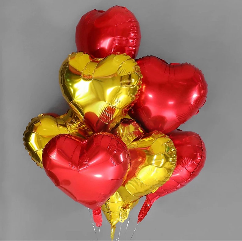 18 Metallic Foil Heart Shape Balloons Choose Your | Etsy