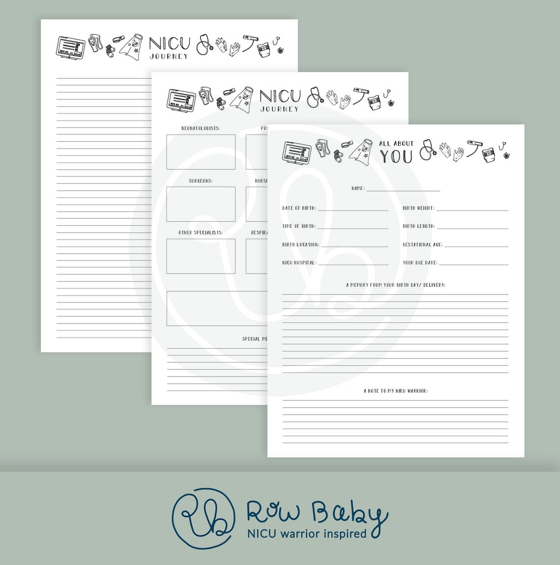 NICU Warrior Journal Printable Bundle NICU Baby Book Print - Etsy