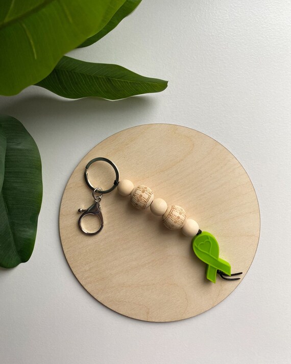 Green Awareness Ribbon Silicone Beaded Keychain Silicone and - Etsy