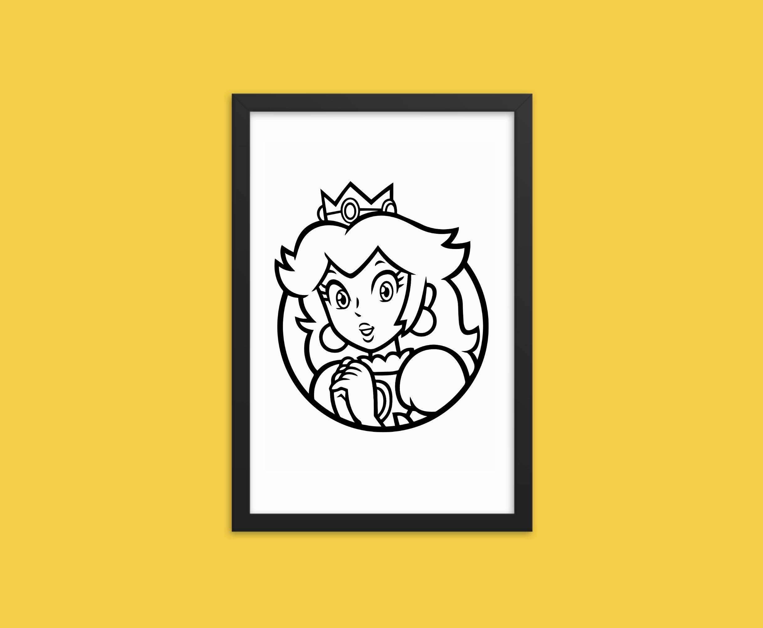 Princess Peach Outline SVG: Super Mario Cricut Cut File (digital ...