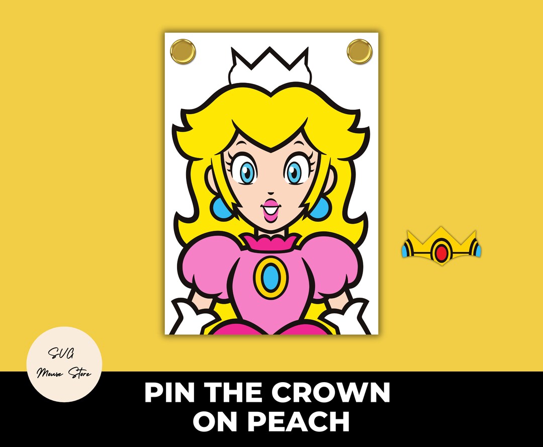 Printable Pin the Crown on Princess Peach Birthday Activity - Digital ...
