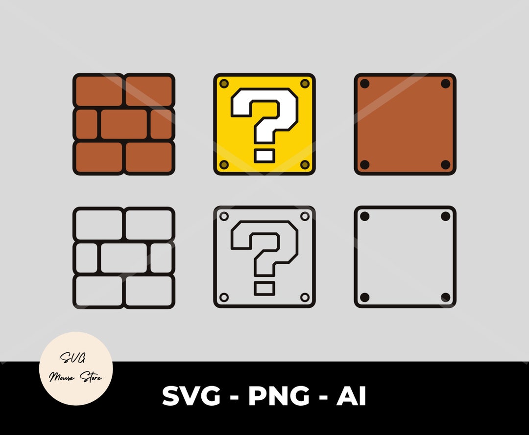 Super Mario SVG: Question Block & Brick (digital Download) - Etsy