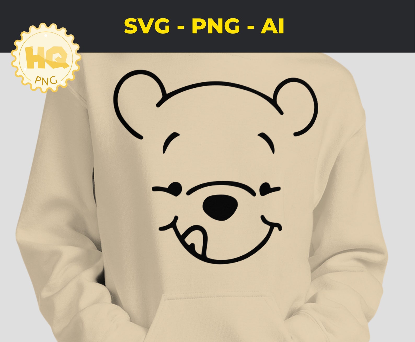 Winni the Pooh Face SVG: Family Trip Silhouette (digital Download) - Etsy