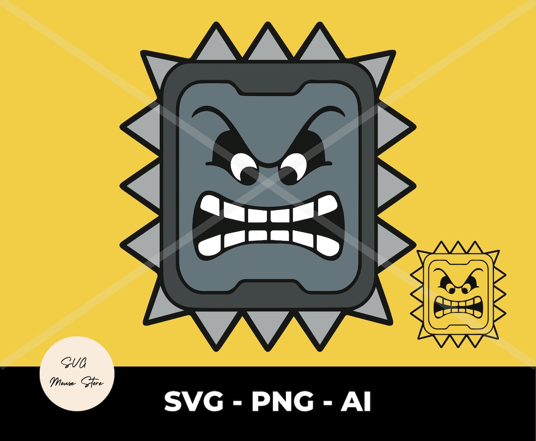 Thwomp SVG: Super Mario Gray Stone Block Cut File (digital Download) - Etsy