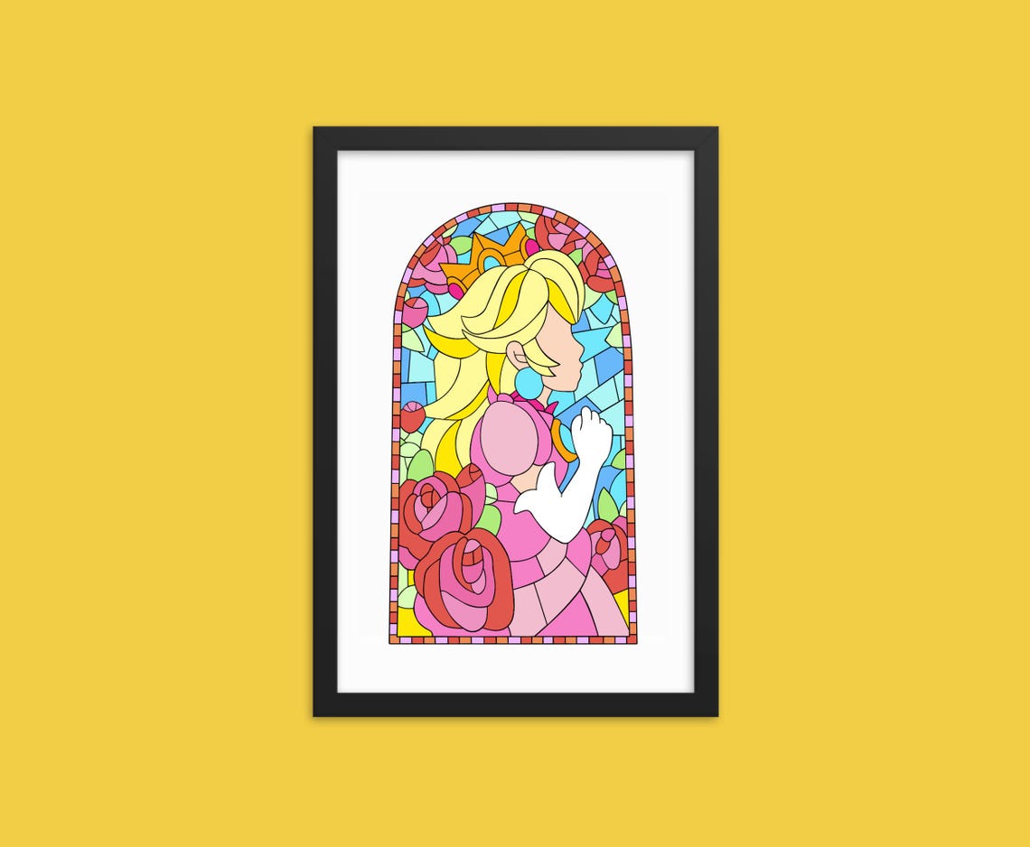Digital Princess Peach Png, Peach Stained Glass Window SVG, Mario ...