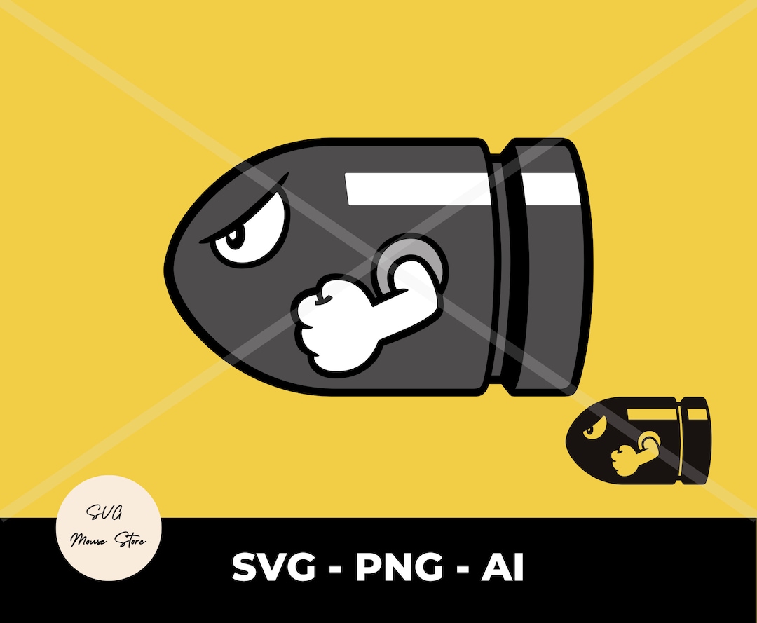 Bullet Bill SVG, Rocket Png, Mario Layered Svg Files, Digital Download ...