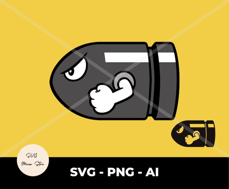 Bullet Bill SVG, Rocket Png, Mario Layered Svg Files, Digital Download ...