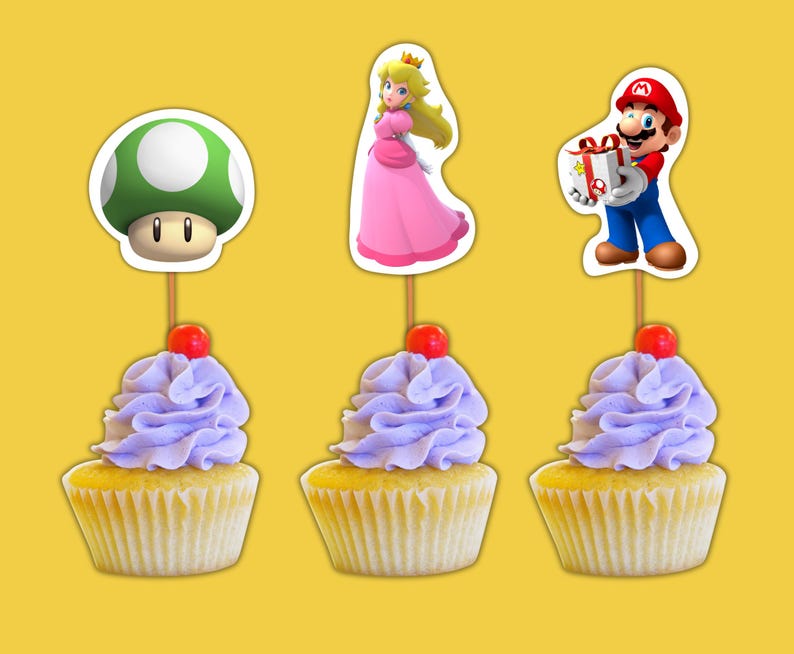 Digital Enchanting Super Mario Party Centerpieces - 12 Mario Bros Cake ...