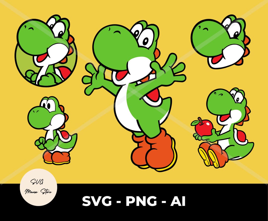 Yoshi Bundle SVG, 5 Super Mario Character Svg Files, Digital Download ...