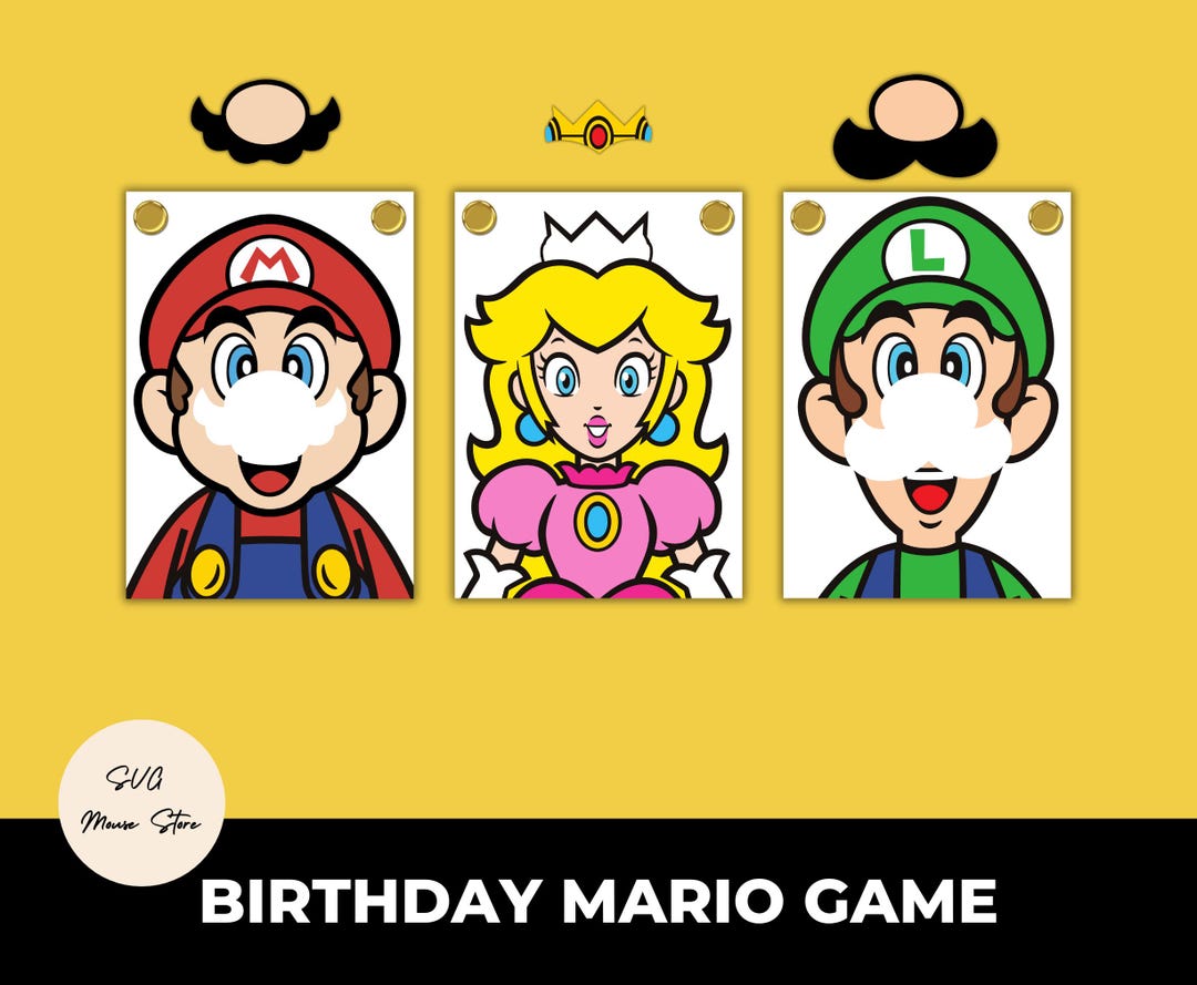 Pin the Moustache on Mario Party Game: Birthday Activity (instant ...