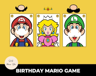 Pin the Moustache on Mario Game: Printable Birthday Party Activity ...