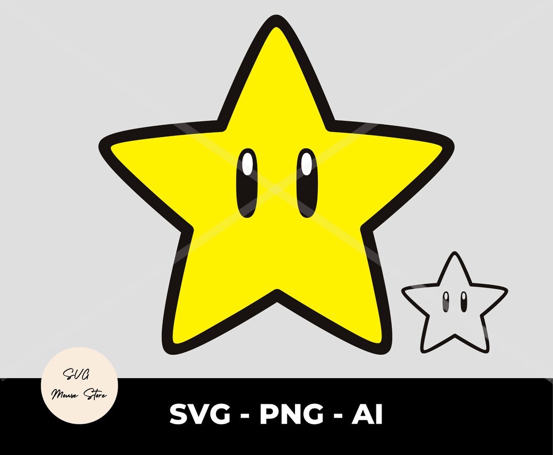 Super Star Svg Png, Mario Bros Layered Svg Files, Yellow Super Mario ...