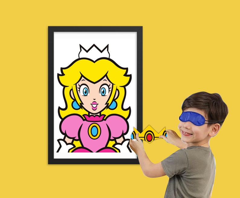 Printable Pin the Crown on Princess Peach Birthday Activity - Digital ...