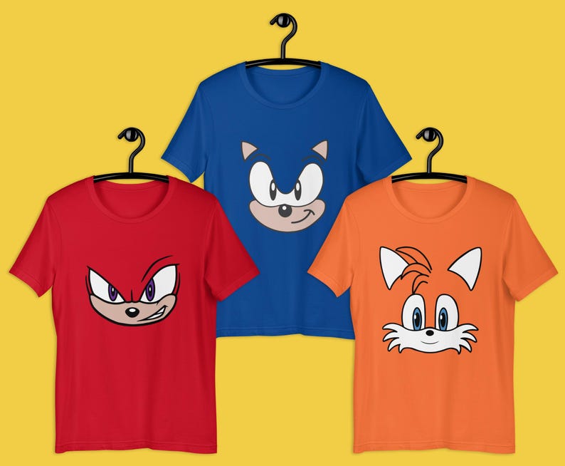 Sonic, Knuckles, Tails Face Layered SVG Descarga instantánea de ...