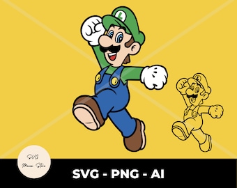 Luigi, Super Mario, SVG, PNG, PDF, Vector, Digital File, Instant ...