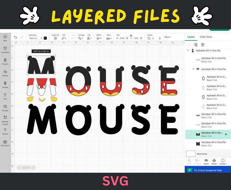Mikey Mouse Inspired Font: SVG Alphabet, Cricut Cut File (digital ...