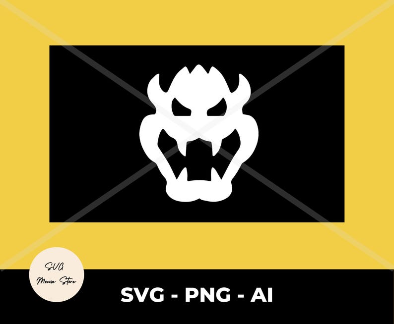 Iconic Bowser Black Flag Svg Png, Digital Download, Super Mario SVG for ...