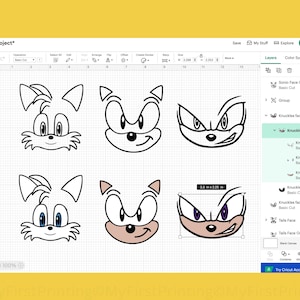 Sonic, Knuckles, Tails Face Layered SVG - Instant Download Cut Files ...