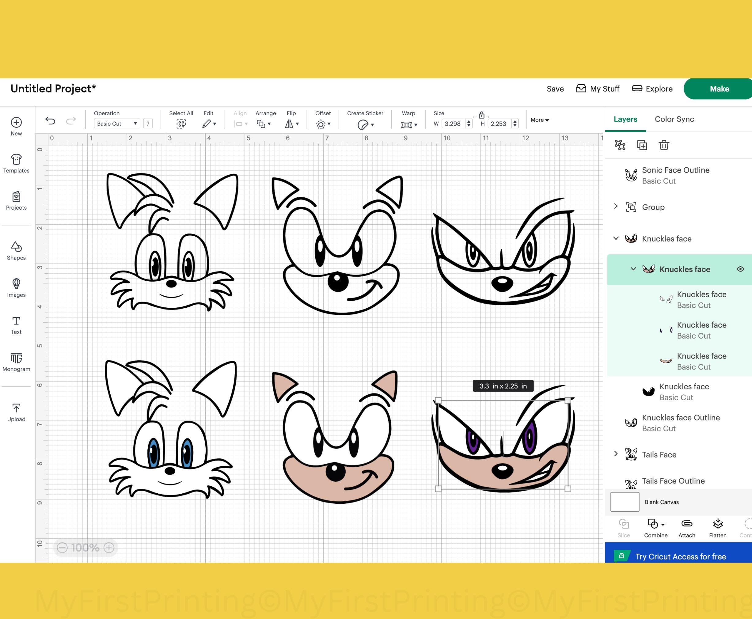 Sonic, Knuckles, Tails Face Layered SVG Descarga instantánea de ...