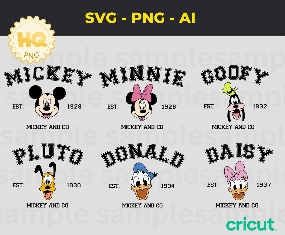 Digital Mickey-y and Friends Heads Svg Pack, 6 Disney-themed Svg, Face ...