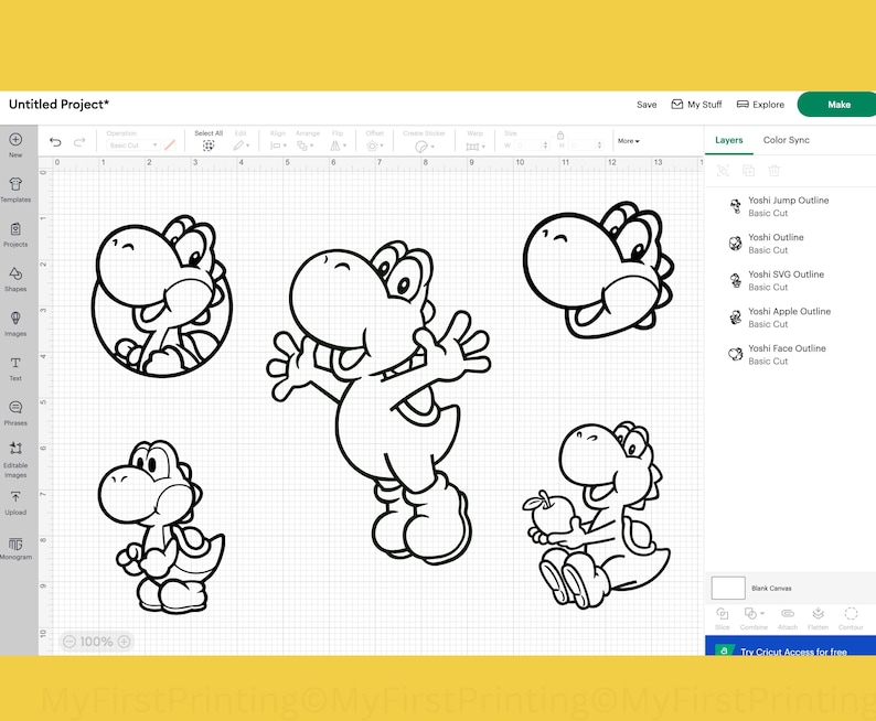 Digital Yoshi SVG Outline Pack, Super Mario Svg Files, Cricut Cut File ...