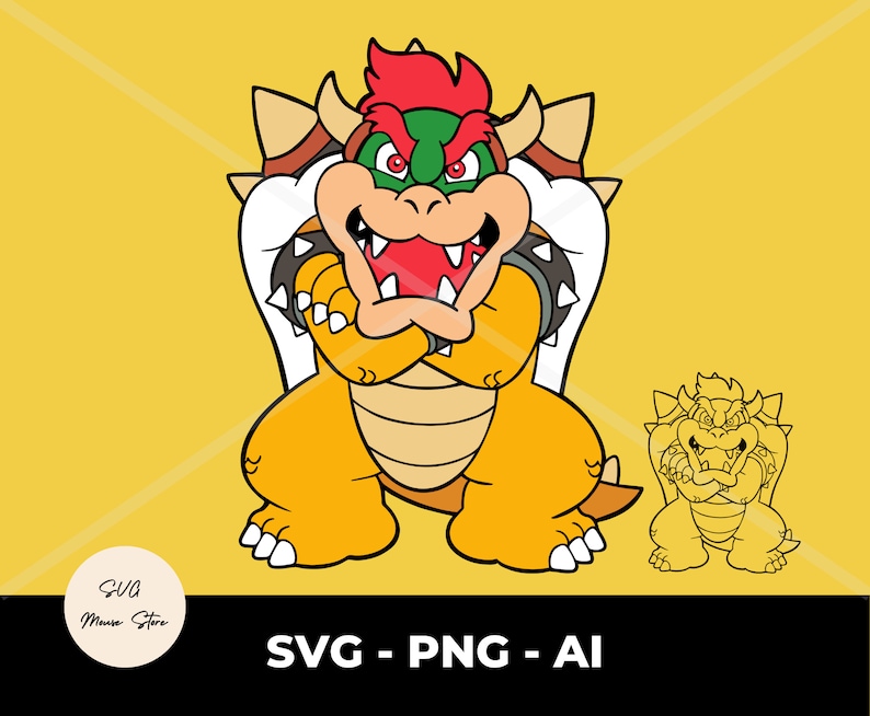 Bowser Svg, Super Mario Character, King of Koopas Png, Digital Download ...