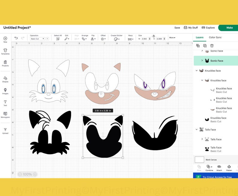 Sonic, Knuckles, Tails Face Layered SVG Descarga instantánea de ...