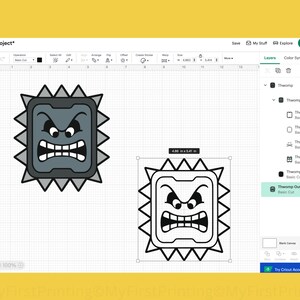 Thwomp SVG: Super Mario Gray Stone Block Cut File (digital Download) - Etsy