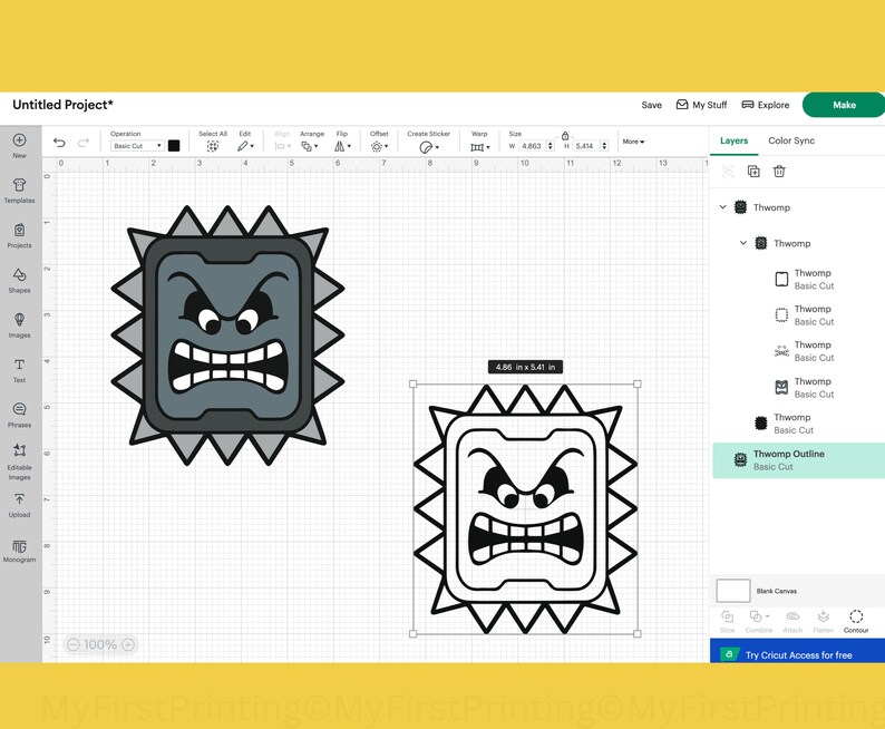 Digital Thwomp Svg Super Mario Character, Gray Stone Block Svg Files ...