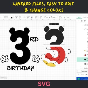 3rd Birthday SVG PNG, Mouse Svg Digital Download, Instant Printable ...