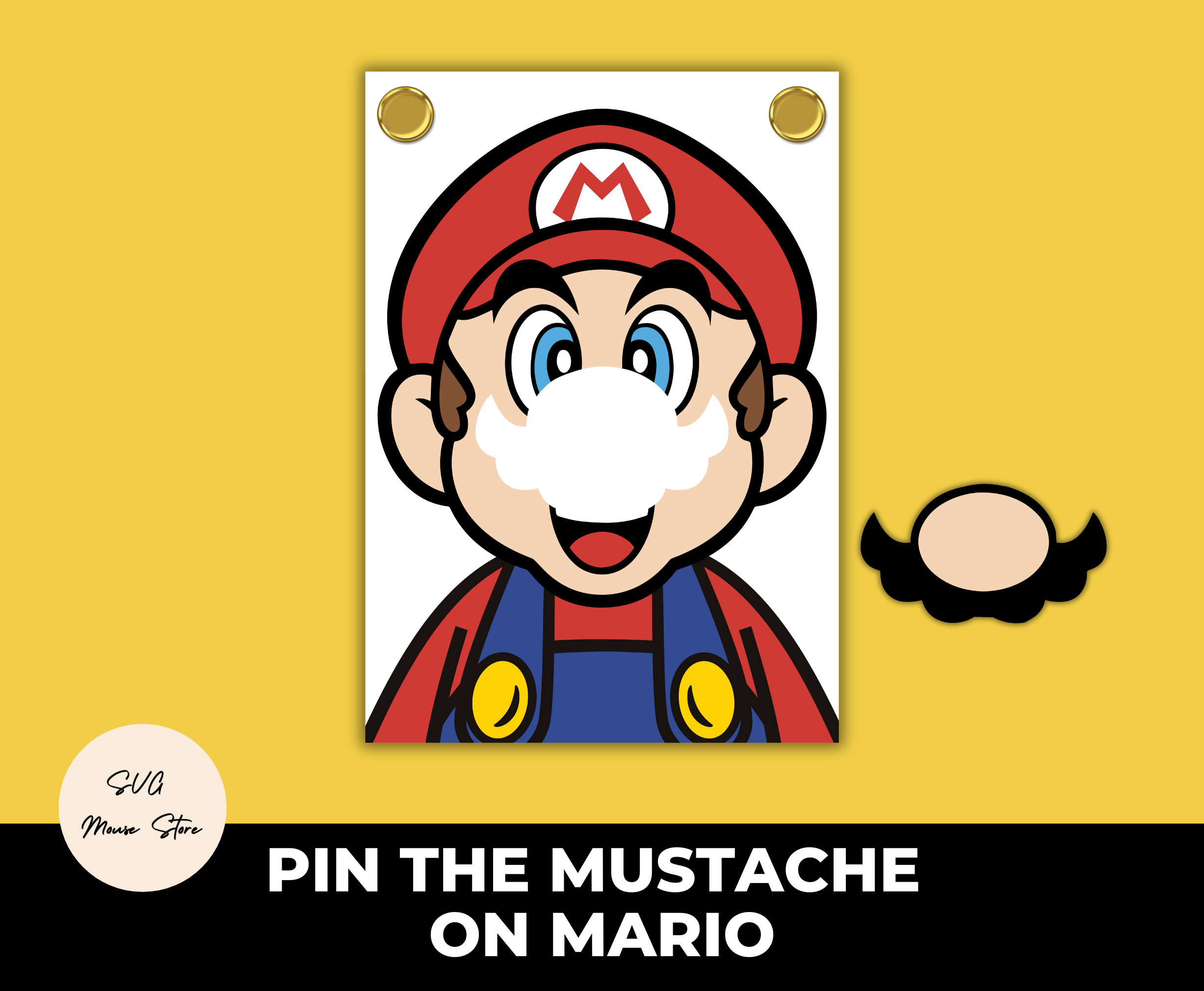 Pin the Moustache on Mario - Digital Interactive Printable Party Game ...