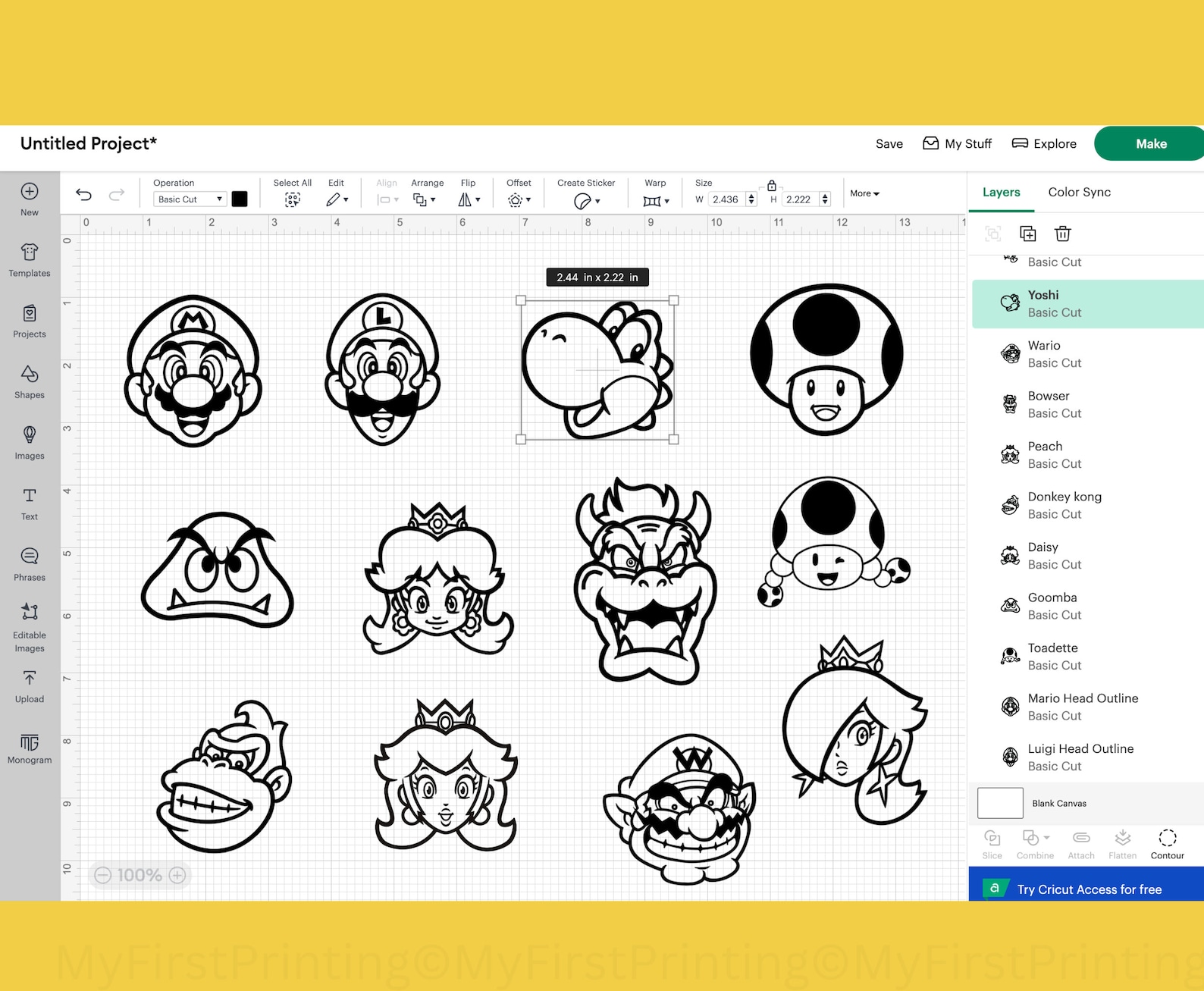 Mario Characters SVG Pack: 12 Outlines, Cricut Ready (digital Download ...