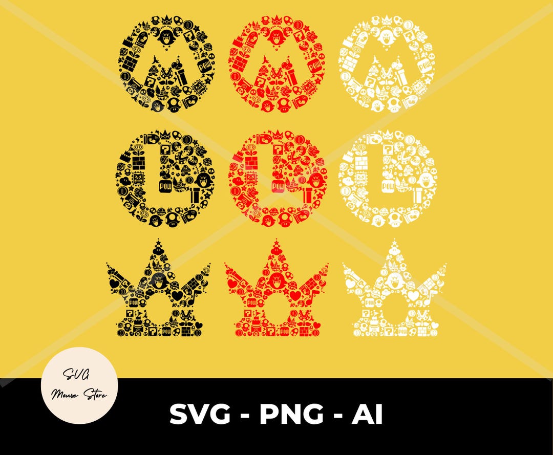 Mosaic Super Mario Brothers Svg, 3 Colored Design, Digital Download ...
