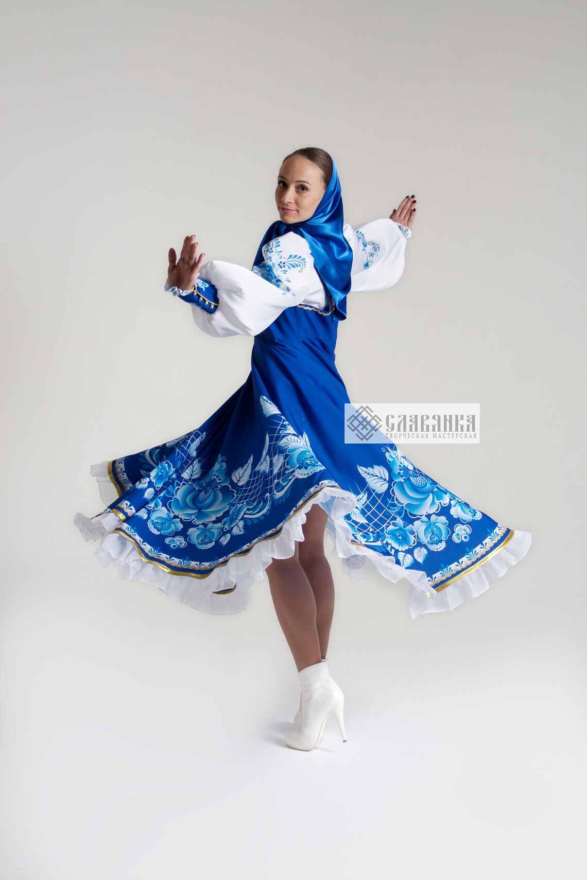 Russian Women Dance Costume Alyonushka Female Stage Dress in | Etsy