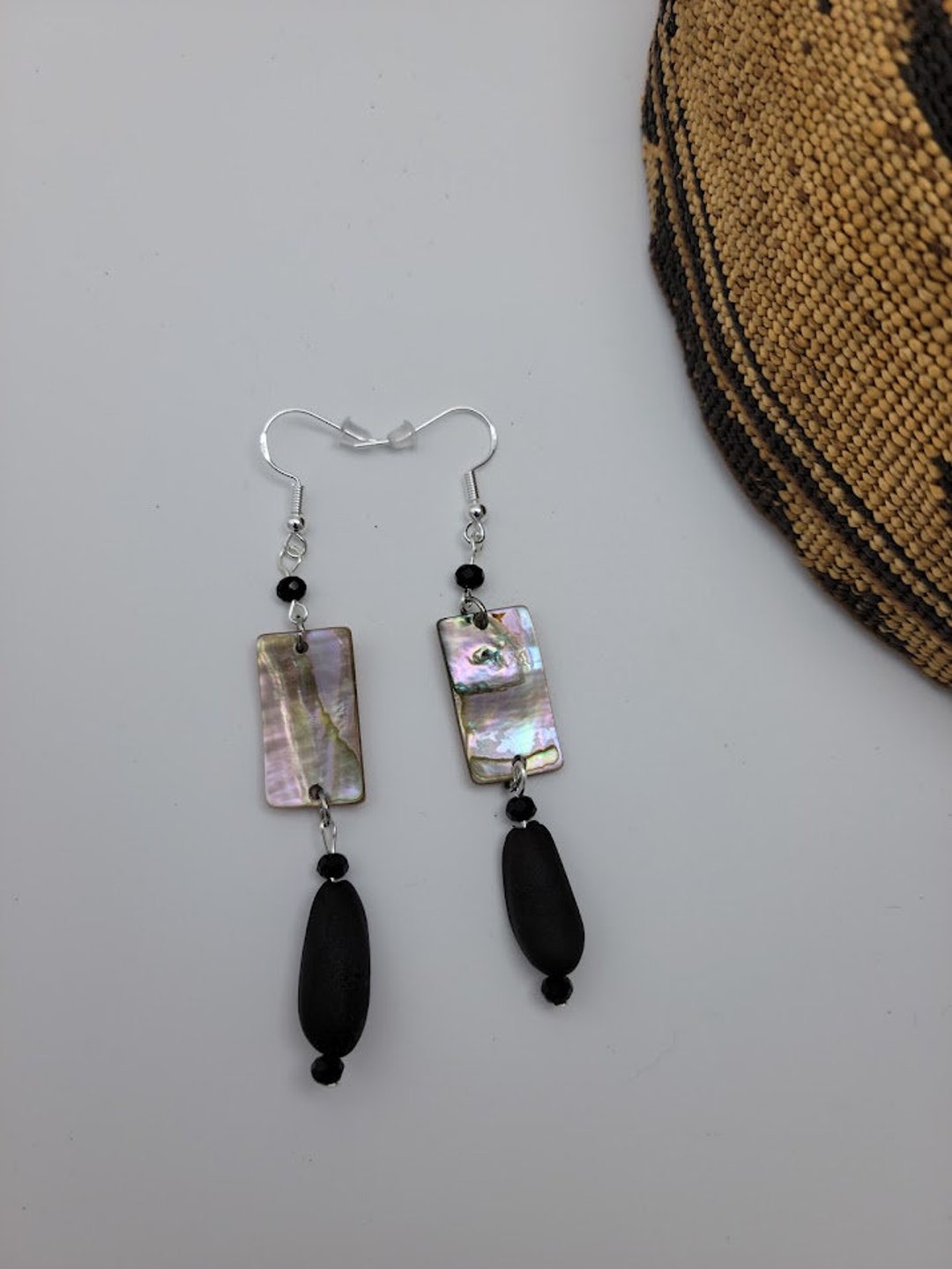 Mini Abalone Rectangles With Baked Pine Nuts and Black Glass - Etsy