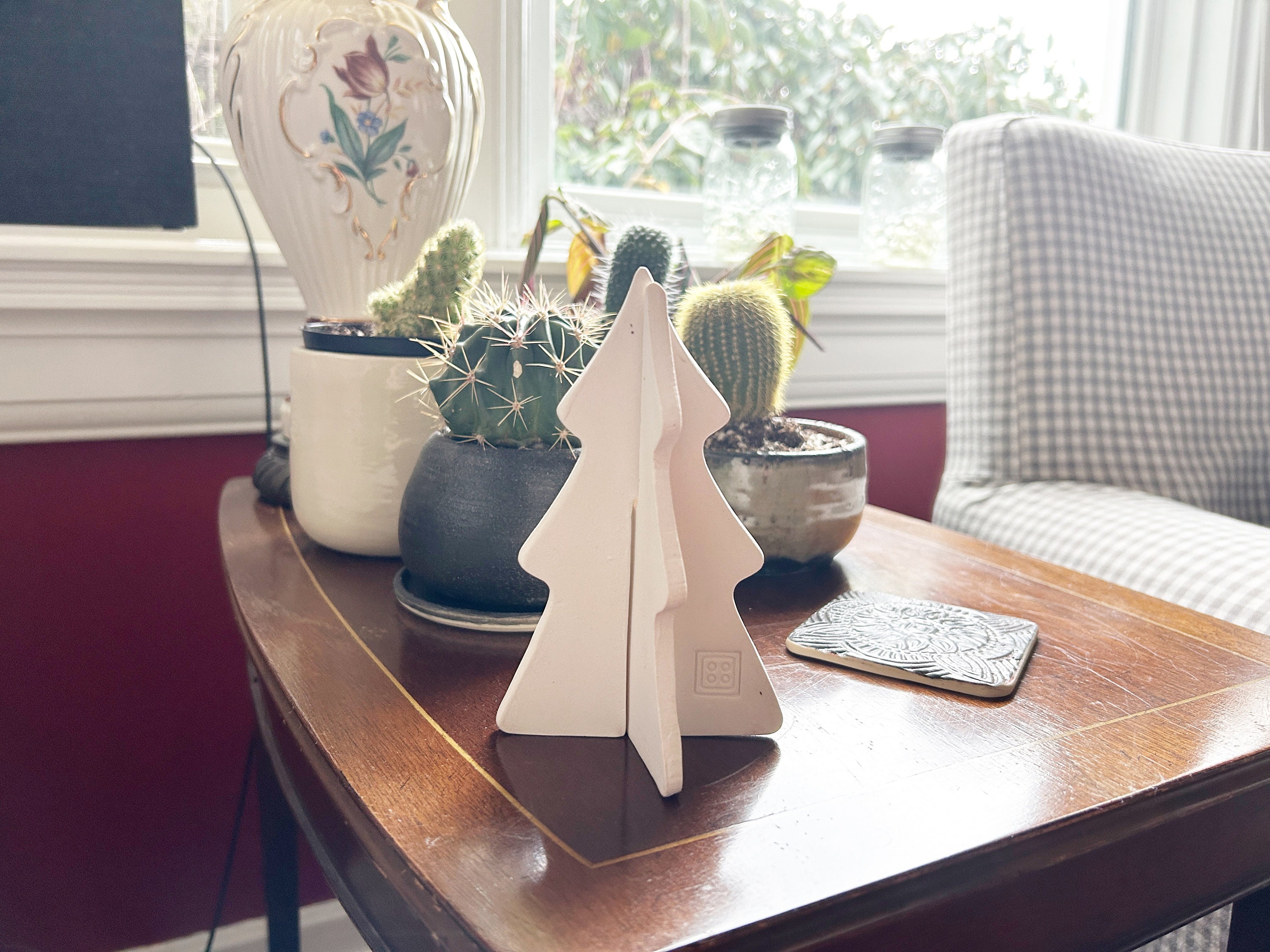 White Ceramics Interlocking Christmas Tree Home Decor - Etsy