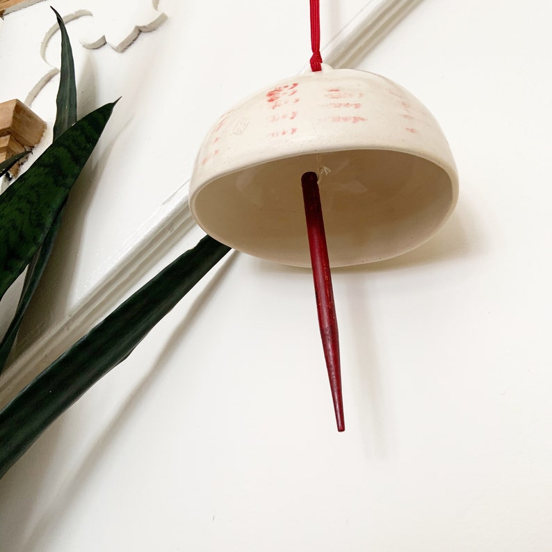 White and Red Patterned Wind Chime Bell - Etsy