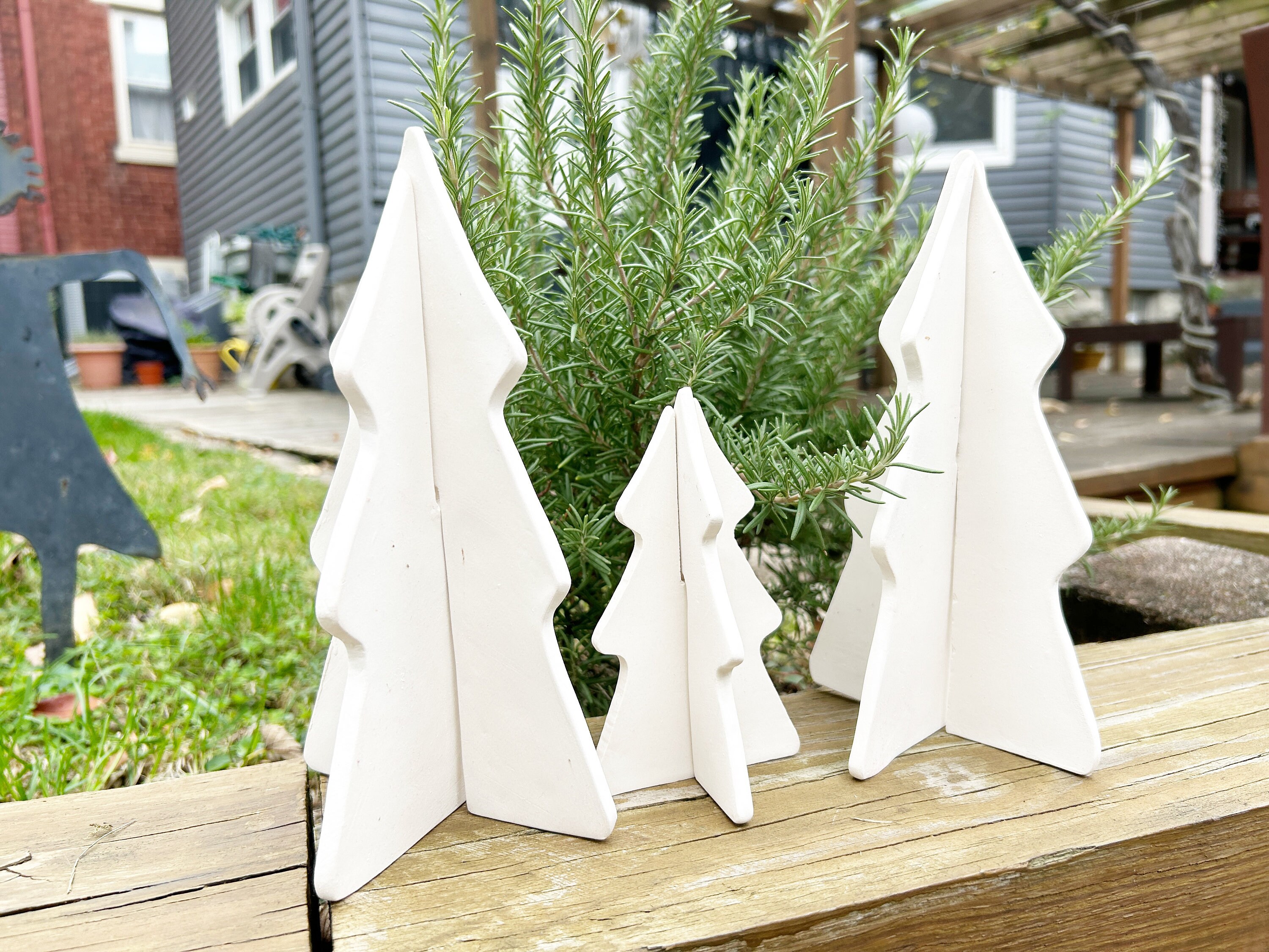 White Ceramics Interlocking Christmas Tree Home Decor - Etsy