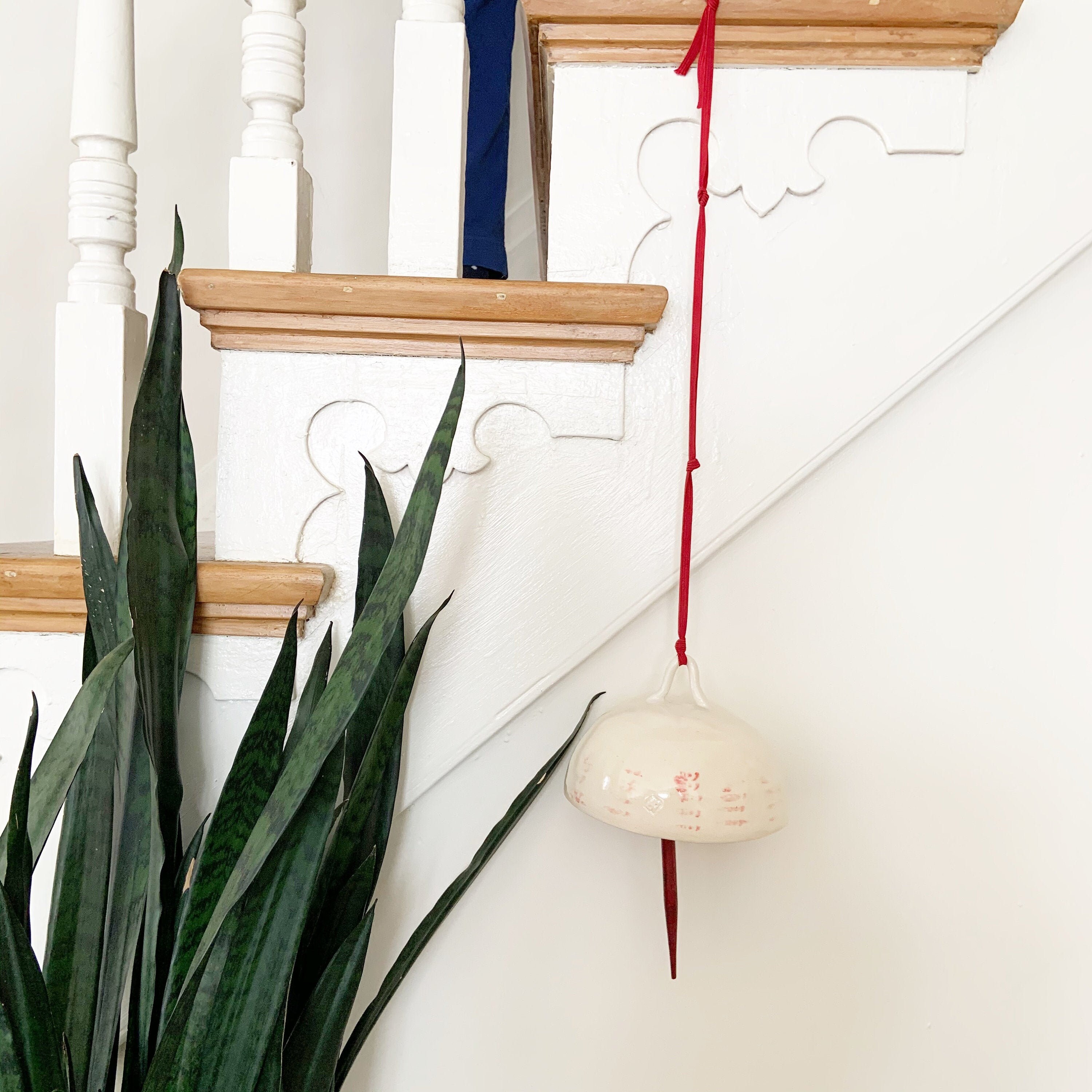 White and Red Patterned Wind Chime Bell - Etsy