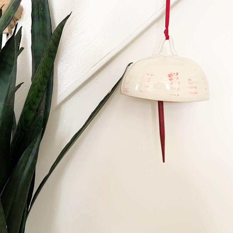 White and Red Patterned Wind Chime Bell - Etsy