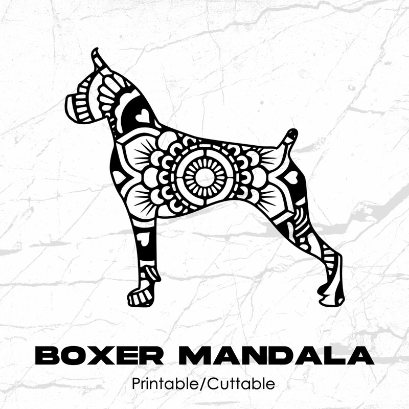 Boxer Mandala Svg - Etsy