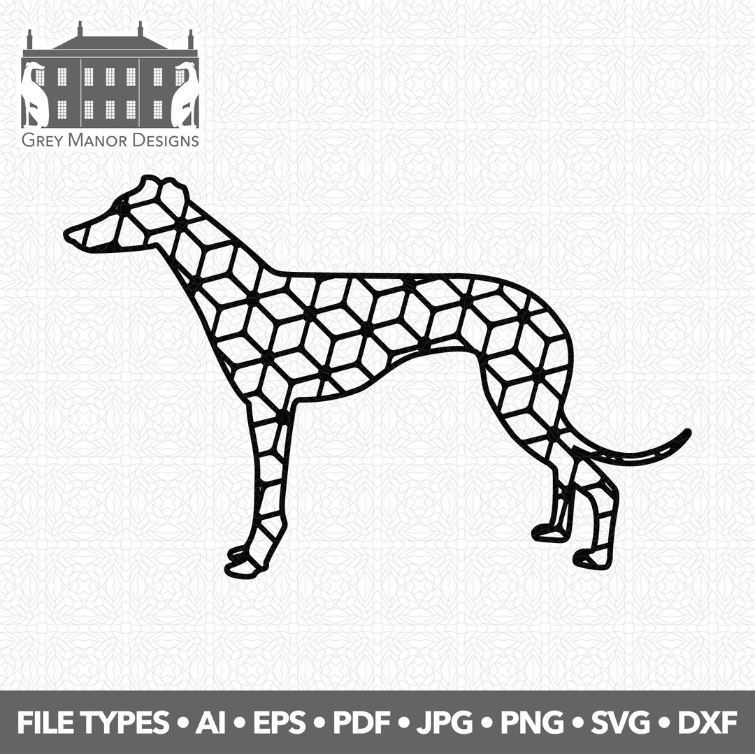 Greyhound Geo Pattern White Printable Cuttable File Types Ai Eps