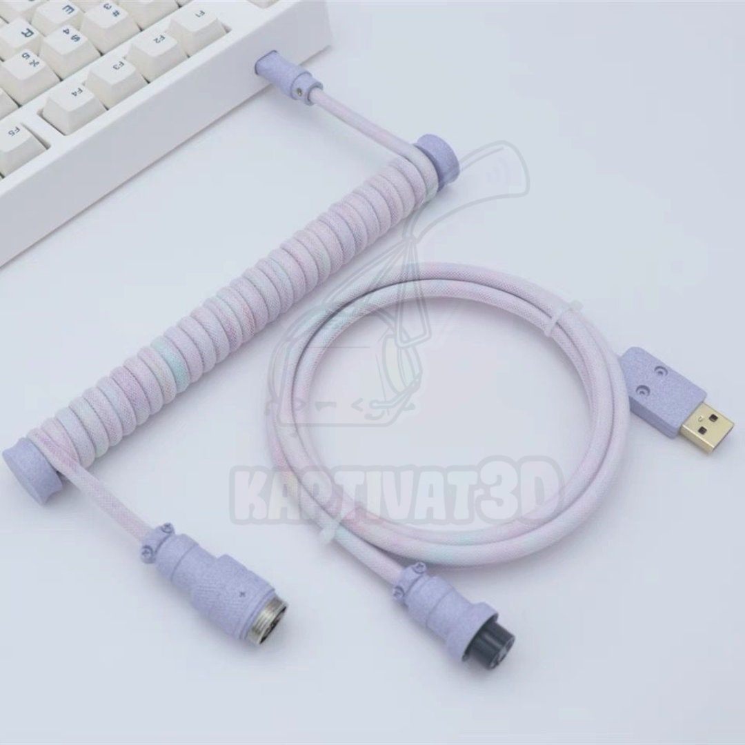 Dreamy Pastel Purple Keyboard Cable Coiled Mechanical Keyboard Cable ...