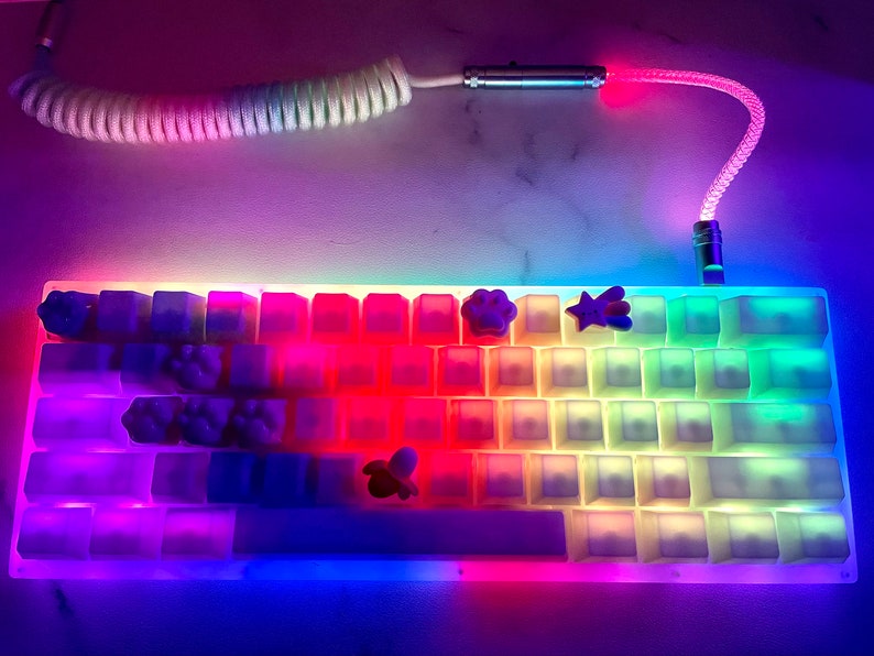 Rainbow RGB Colourful Cable Coiled Cable for Keyboard Coiled - Etsy