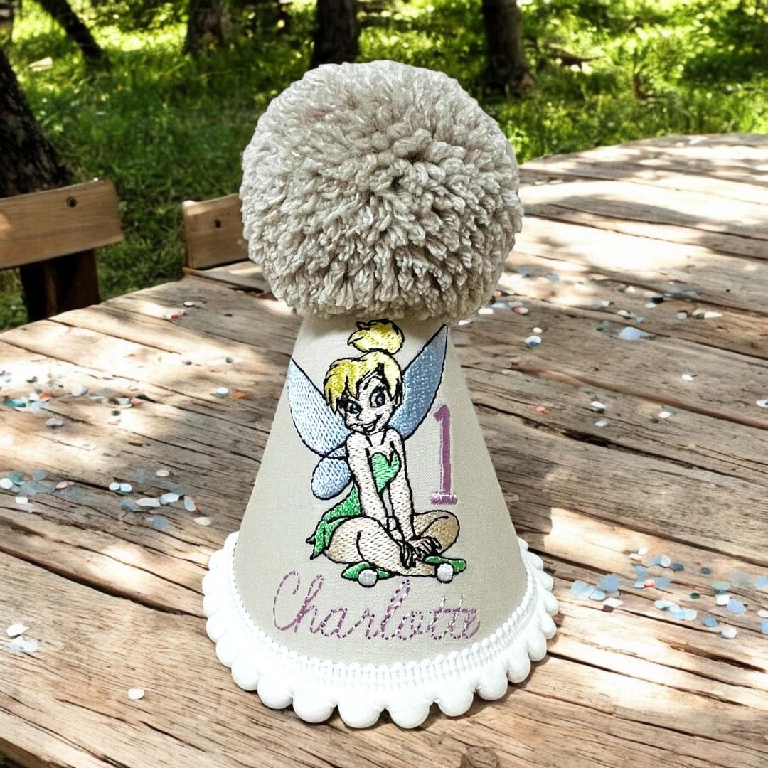 Personalised Tinkerbell Birthday Party Hat for Baby Girl, Toddler Cake ...